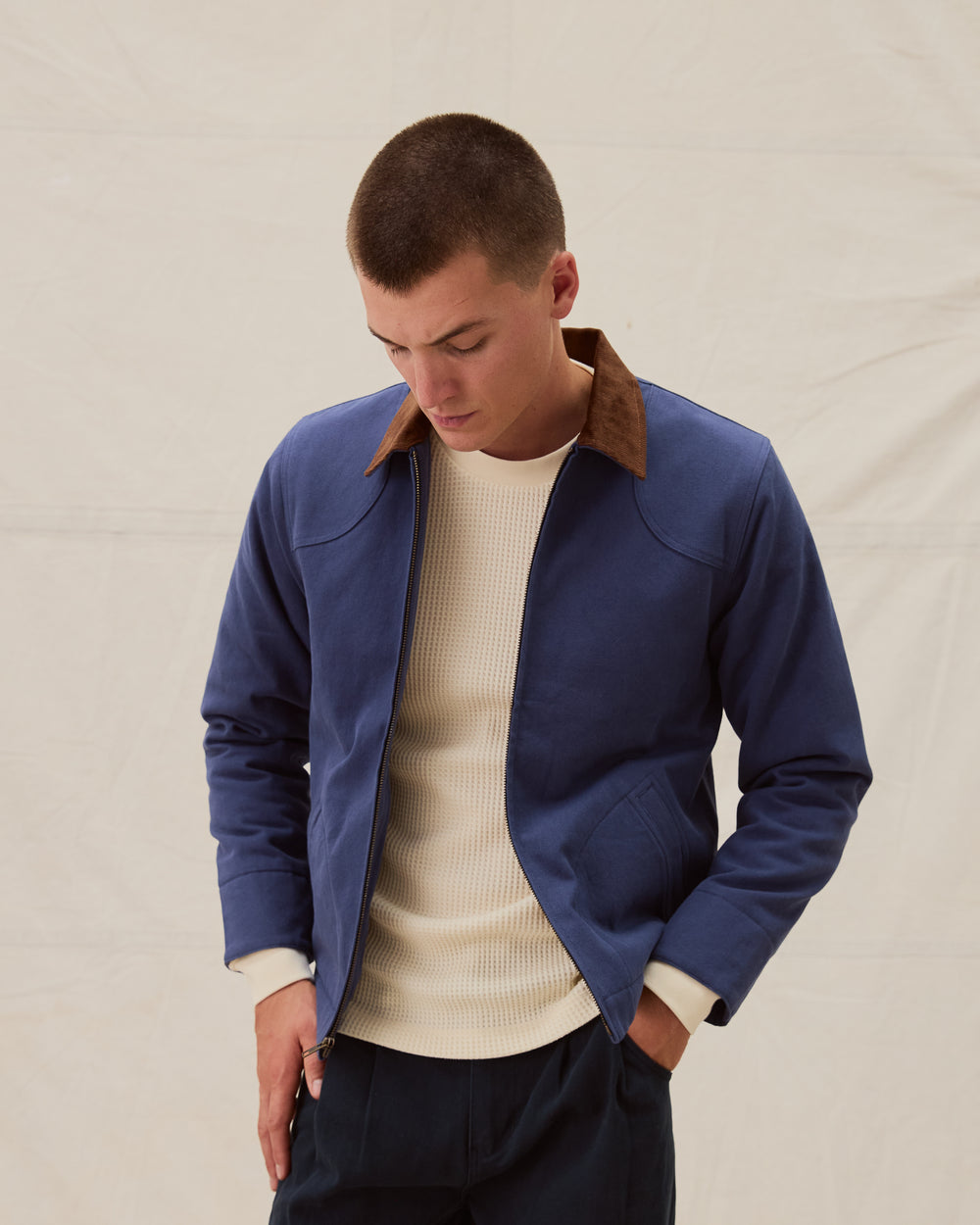 Fera Shire Jacket – Washed Navy | Blanket Lined Canvas