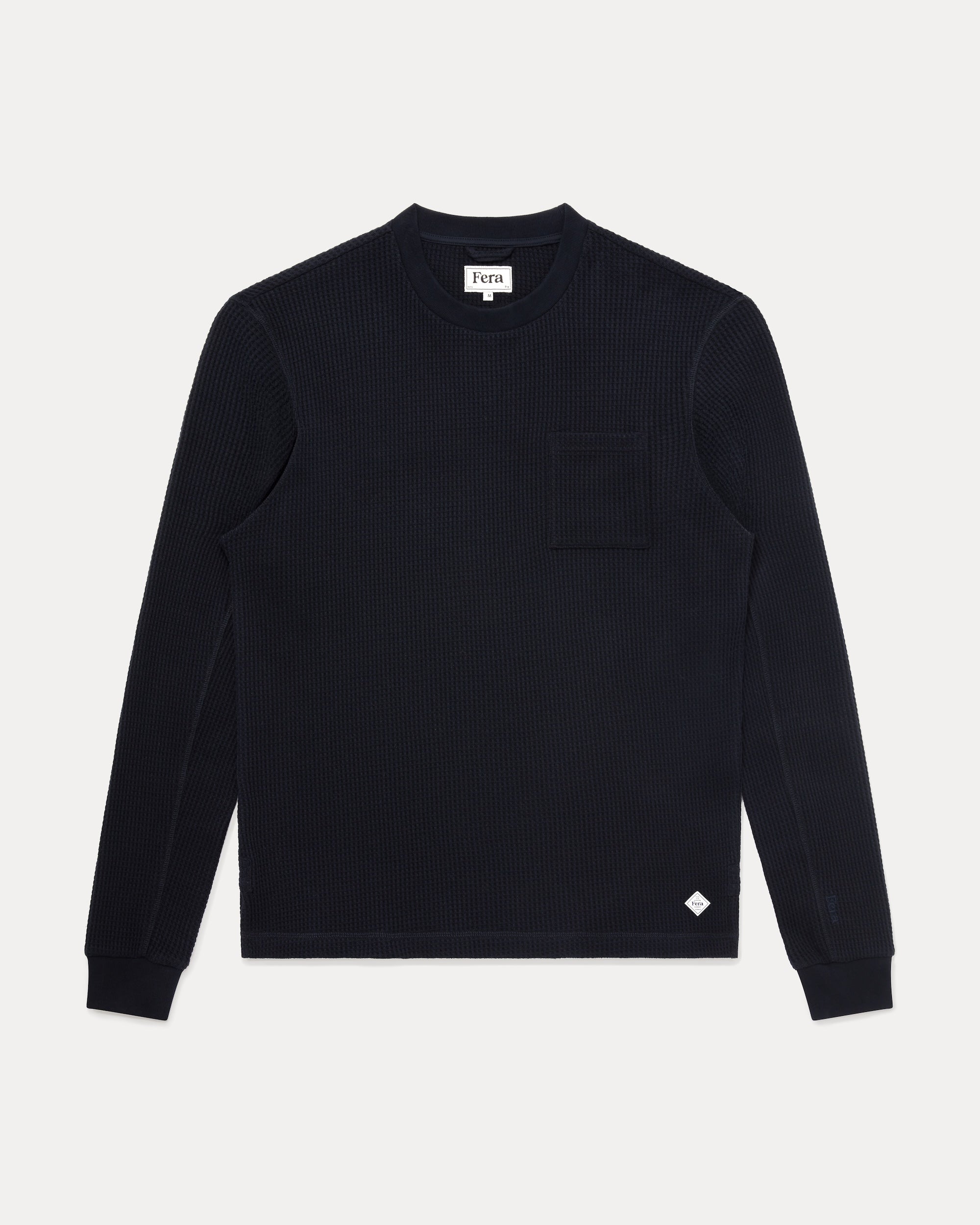 Fera Waffle Long Sleeve – Navy | Waffle Cotton Top
