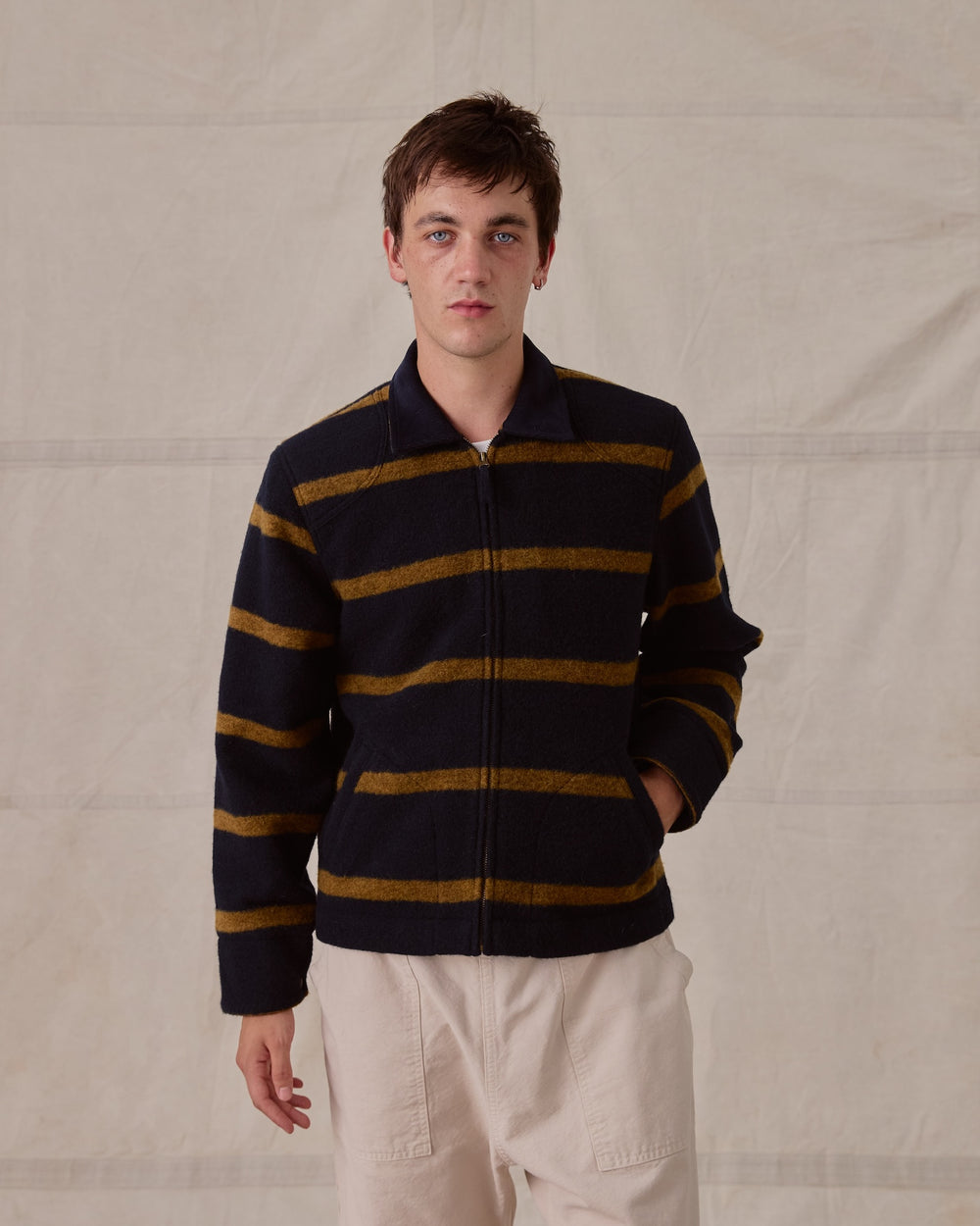 Fera Shire Jacket – Striped Wool | Wool Canvas